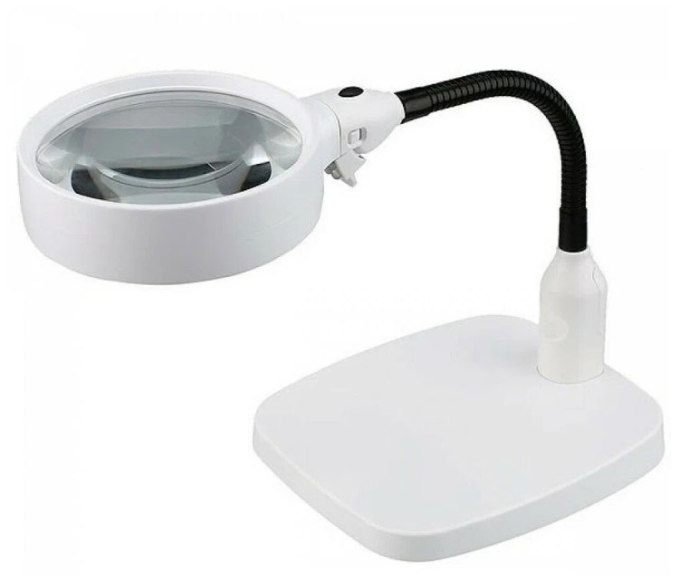 Лупа настольная 10x-120мм на гибком штативе с подсветкой (6 LED) Kromatech 7764 купить в ...